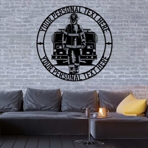 Personalized Firefighter Name Metal Sign. Custom Firetruck Wall Decor ...