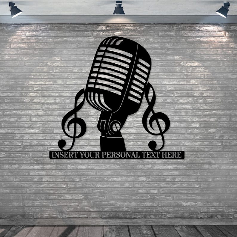 Personalized Vocalist Name Metal Sign. Custom Microphone Wall Decor ...