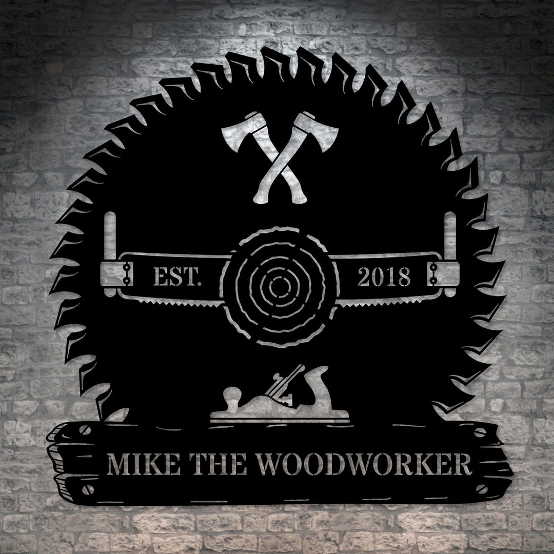 Personalized Carpenter Saw and Axe Metal Sign Gift. Lumberjack Monogram ...