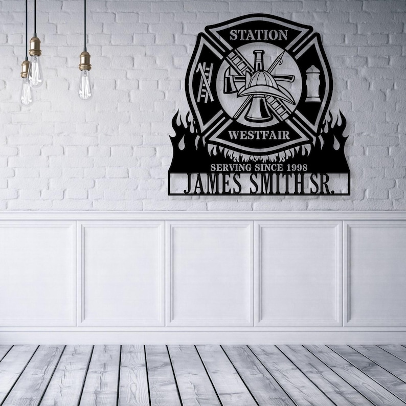 Personalized Fire Department Metal Sign. Custom Maltese Cross Wall ...
