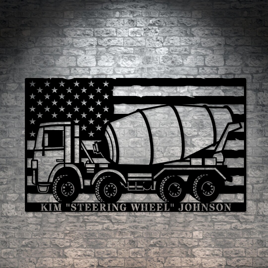 Personalized American Concrete Mixer Truck Metal Sign. Custom US Cement ...