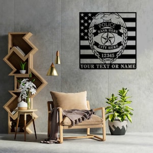 Personalized Police Badge Name Metal Sign Gift. Customizable Police ...