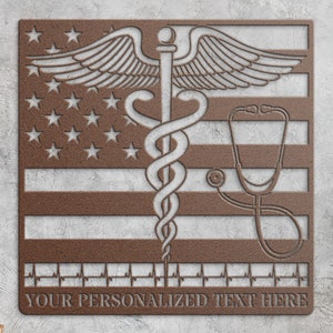 Personalized US Medical Logo Metal Sign. Custom American Doctor Wall ...