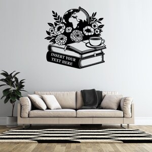 Personalized Floral Bookworm Name Metal Sign. Custom Home Library Wall ...