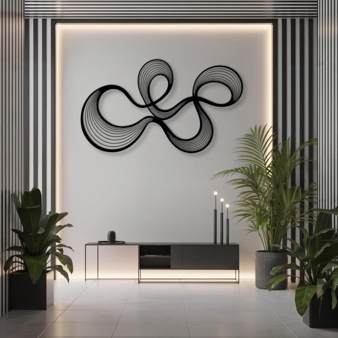 Modern Abstract Line Art. Minimalist Flowing Wall Sculpture. Elegant ...