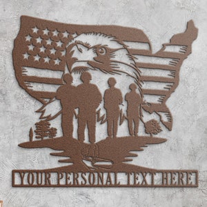 Personalized Patriotic US Military Metal Sign. Military Eagle Metal ...