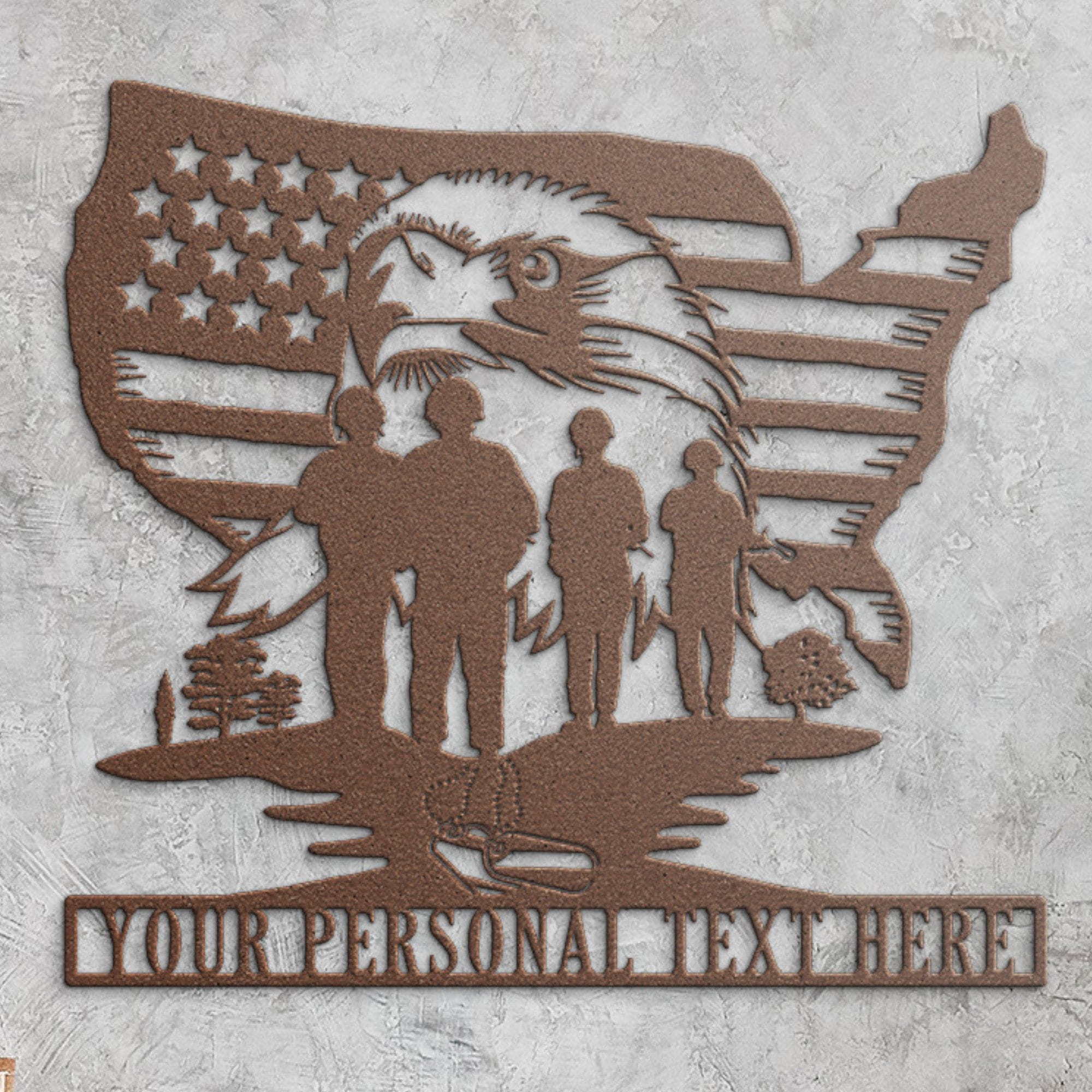 Personalized Patriotic US Military Metal Sign. Military Eagle Metal ...