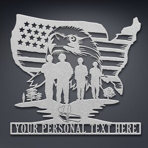 Personalized Patriotic US Military Metal Sign. Military Eagle Metal ...