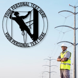 Personalized Lineman Worker Metal Sign. Custom Lineworker Name Sign ...
