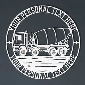 Personalized Concrete Mixer Metal Sign. Custom Cement Truck Wall ...