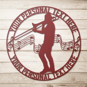 Personalized Trombone Player Name Metal Sign. Music Room Decoration ...