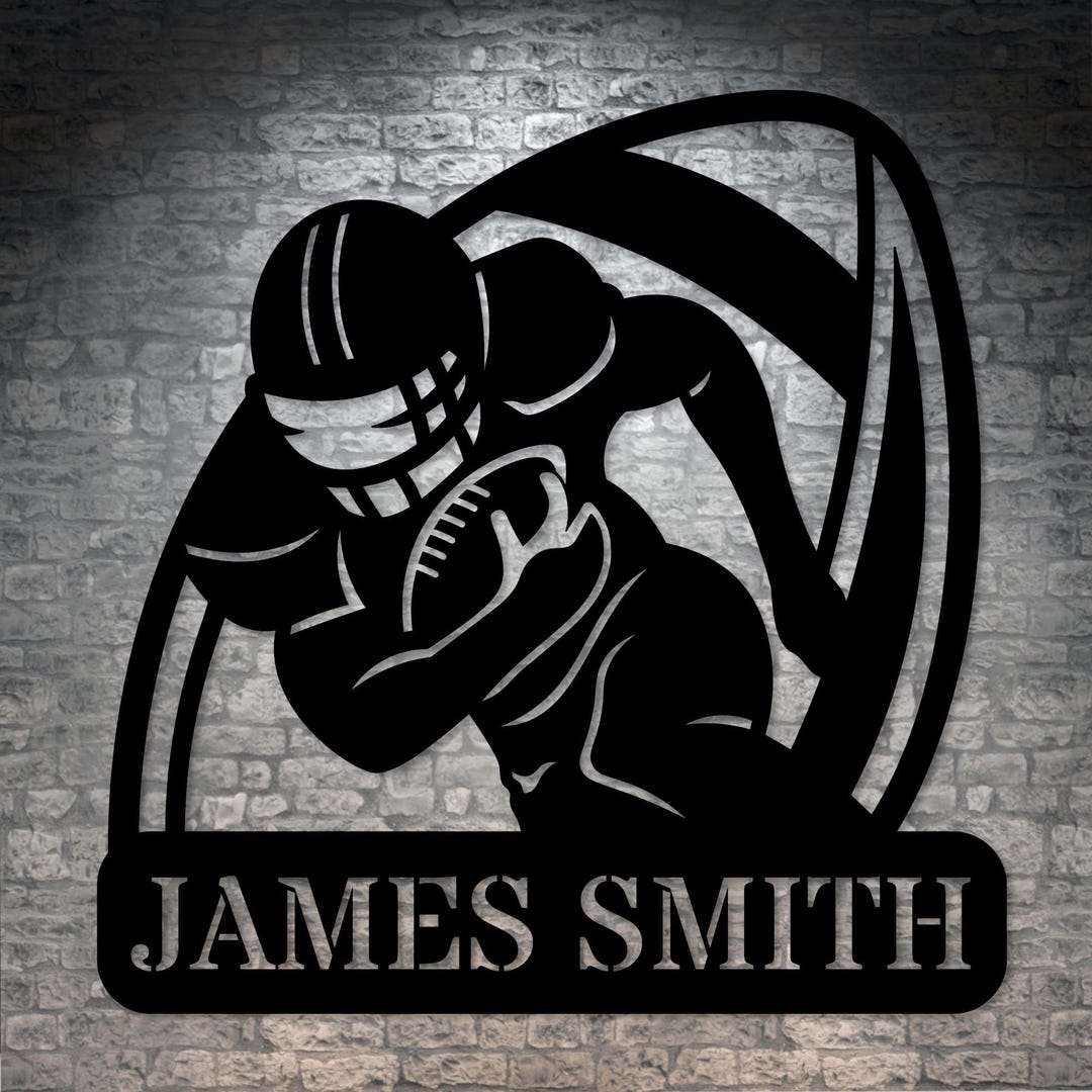 Personalized American Football Metal Sign Gift. Custom Kids Room Sports ...