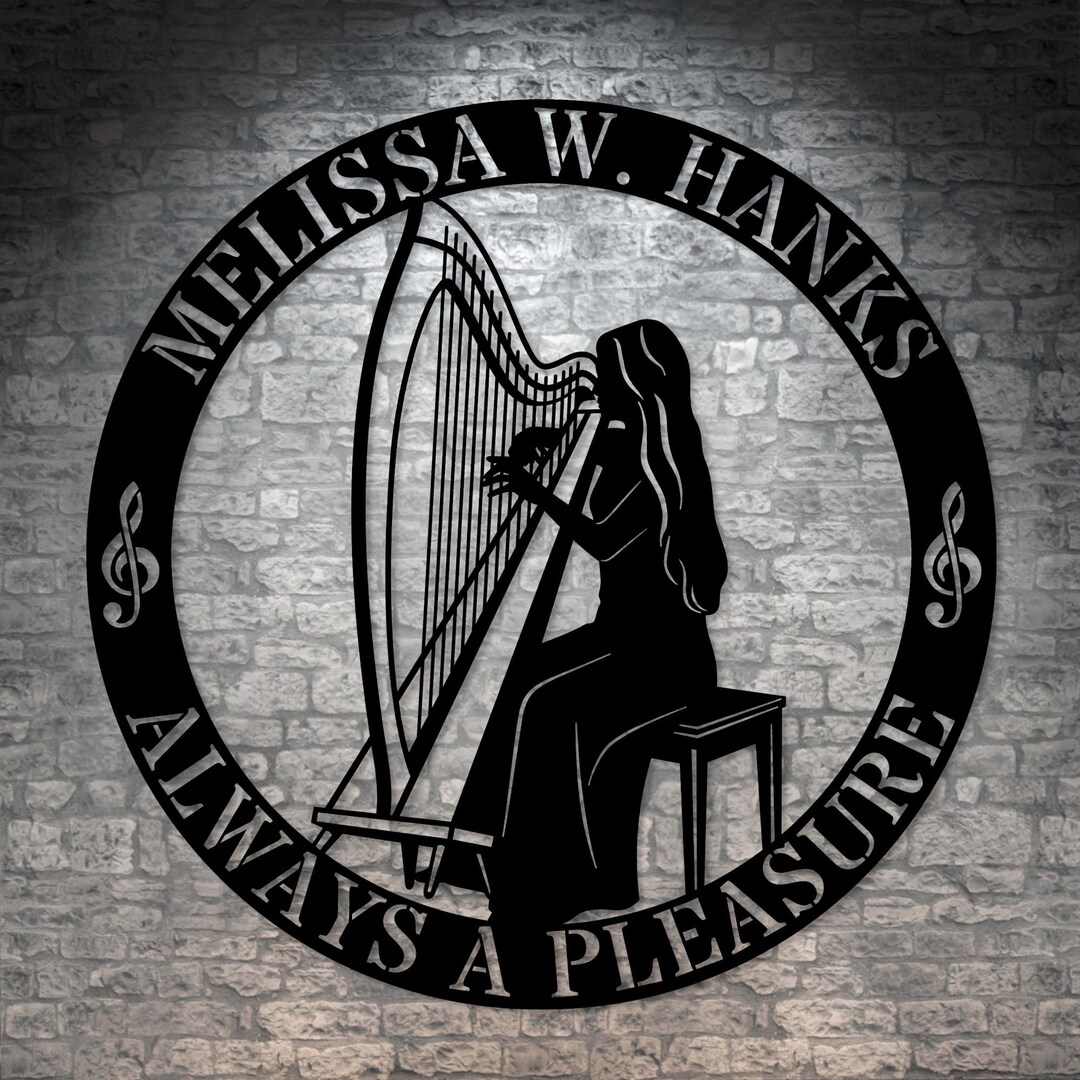 Personalized Harp Player Metal Sign Gift. Custom Female Harpist Wall ...