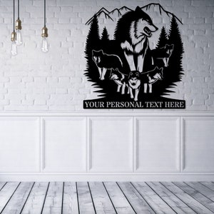 Personalized Wolf Pack Name Metal Sign Gift. Custom Wildlife Wall Decor ...
