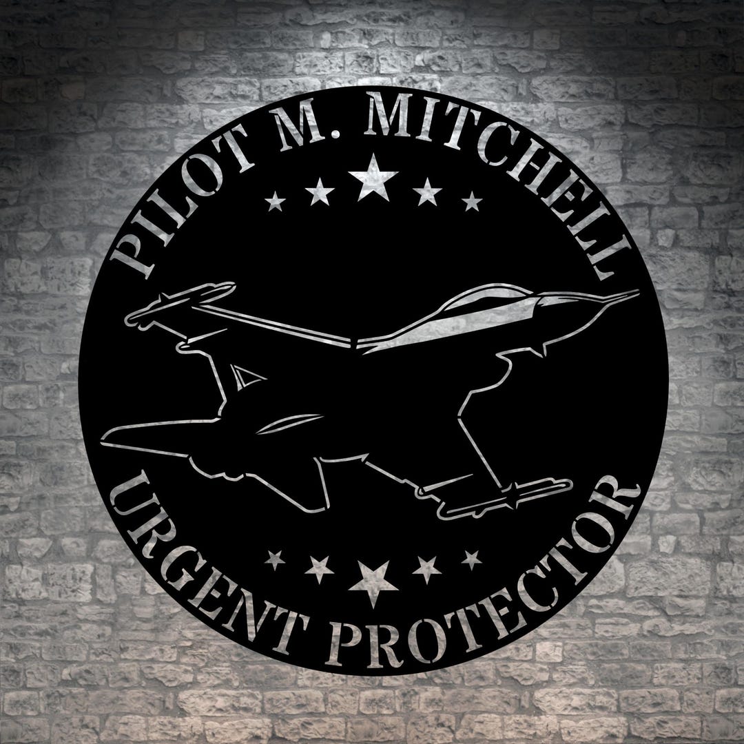 Personalized Jet Fighter Metal Sign. Custom Air Force Pilot Wall Decor ...