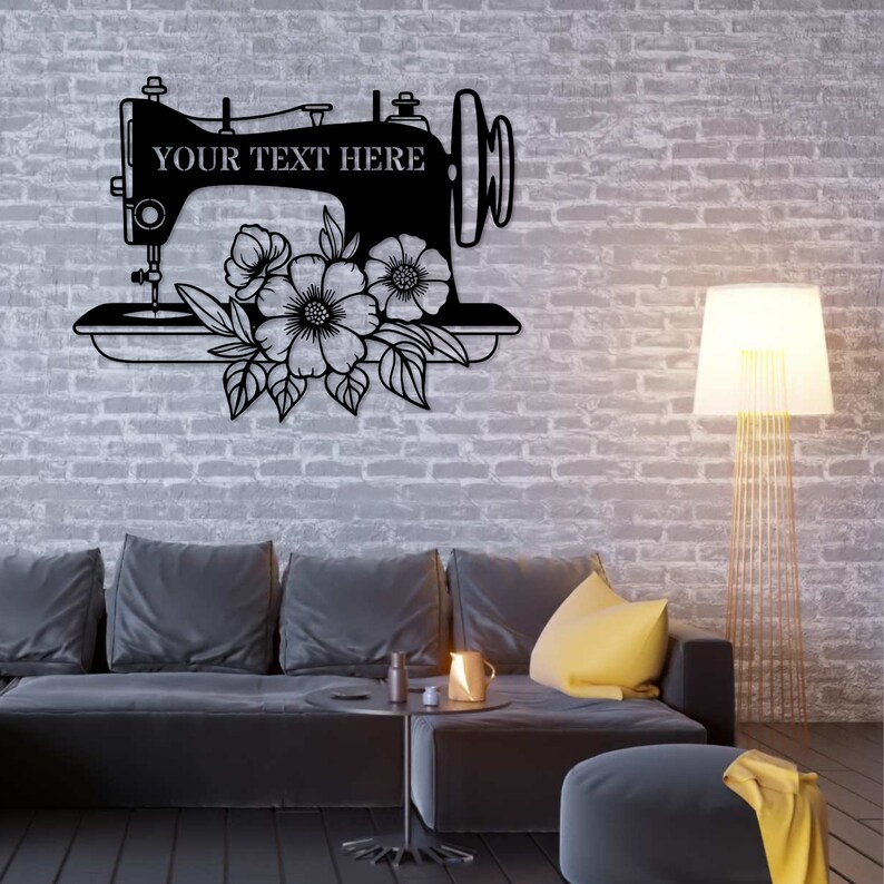Personalized Floral Sewing Machine. Custom Vintage Tailor Wall Decor ...