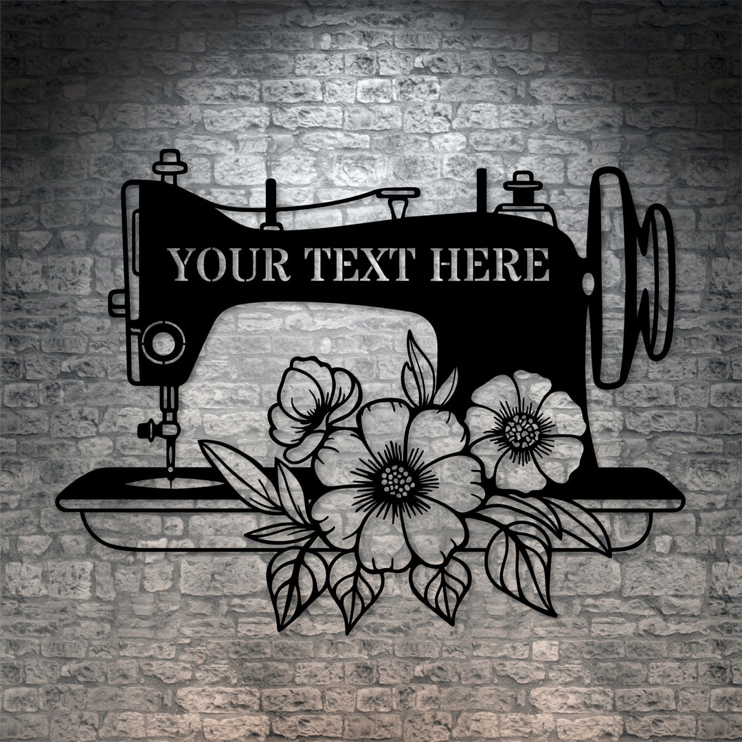 Personalized Floral Sewing Machine. Custom Vintage Tailor Wall Decor ...