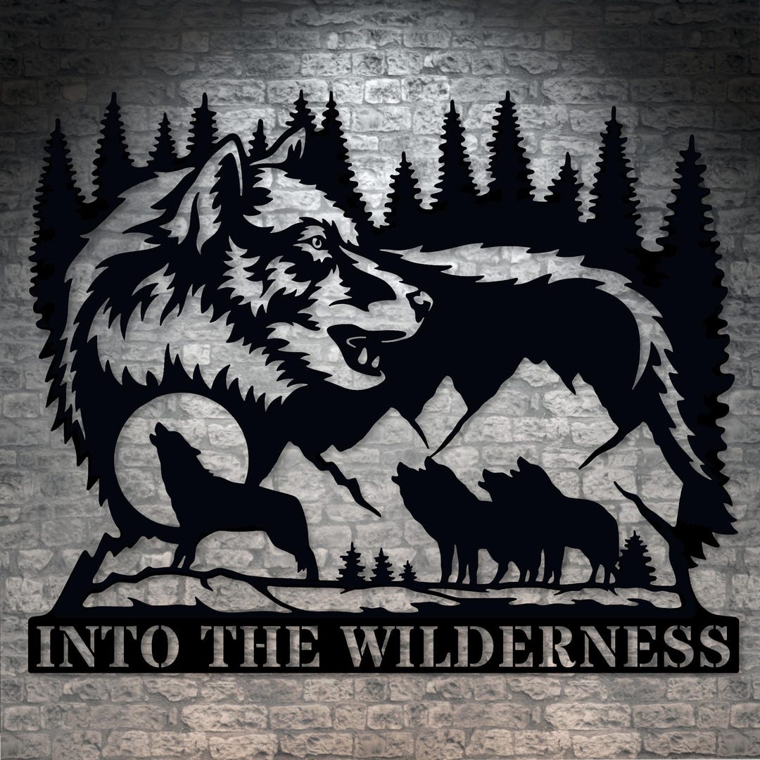 Personalized Howling Wolf Name Metal Sign Gift. Custom Wolf Family Wall ...