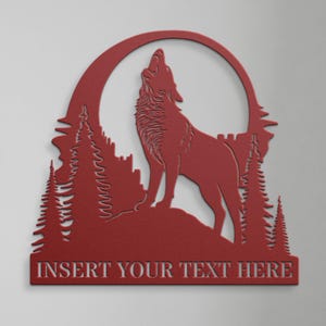 Personalized Wolf Display Metal Sign. Custom Howling Wolf Portrait Wall ...