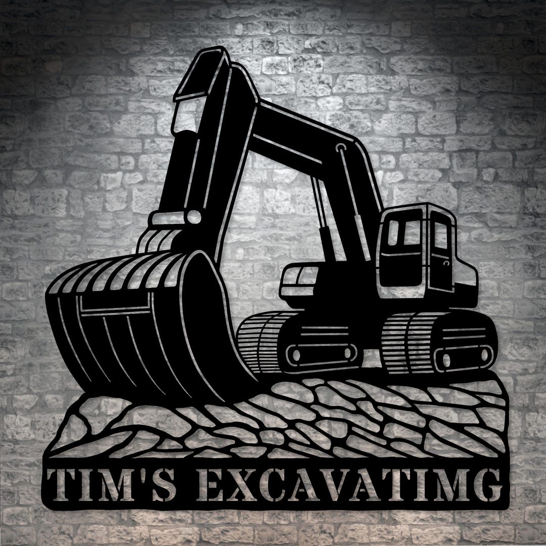 Personalized Digger Name Metal Sign Gift. Custom Excavator Wall Hanging ...
