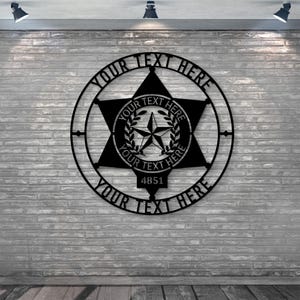 Personalized 6-point Police Star Badge Metal Sign. Custom Police ...