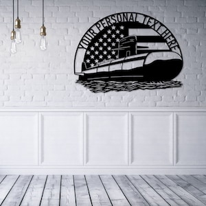 Personalized American Submarine Metal Sign. Custom Navy Wall Decor Gift ...