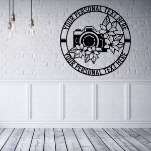 Personalized Vintage Camera Name Metal Sign. Custom Floral Wall Decor ...