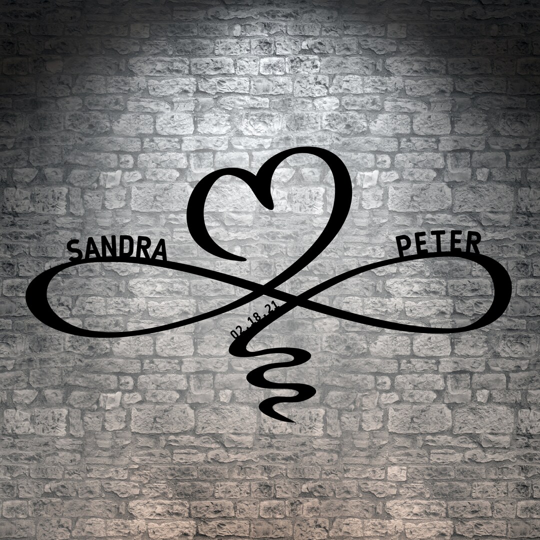 Personalized Infinity Heart. Love Couples Names With Date. Housewarming ...