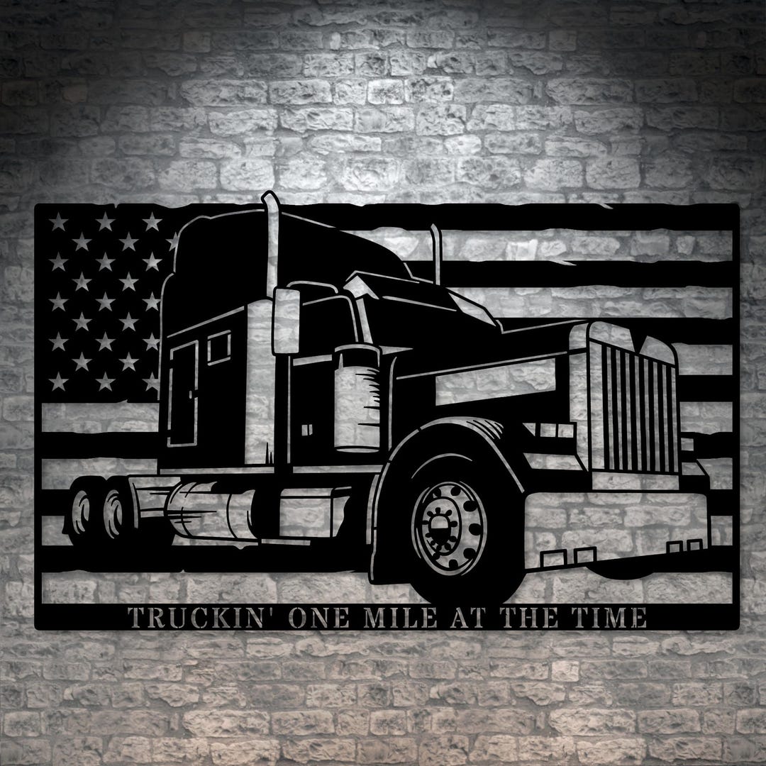 Personalized American Big Rig Name Metal Sign. Custom Patriotic 18 ...