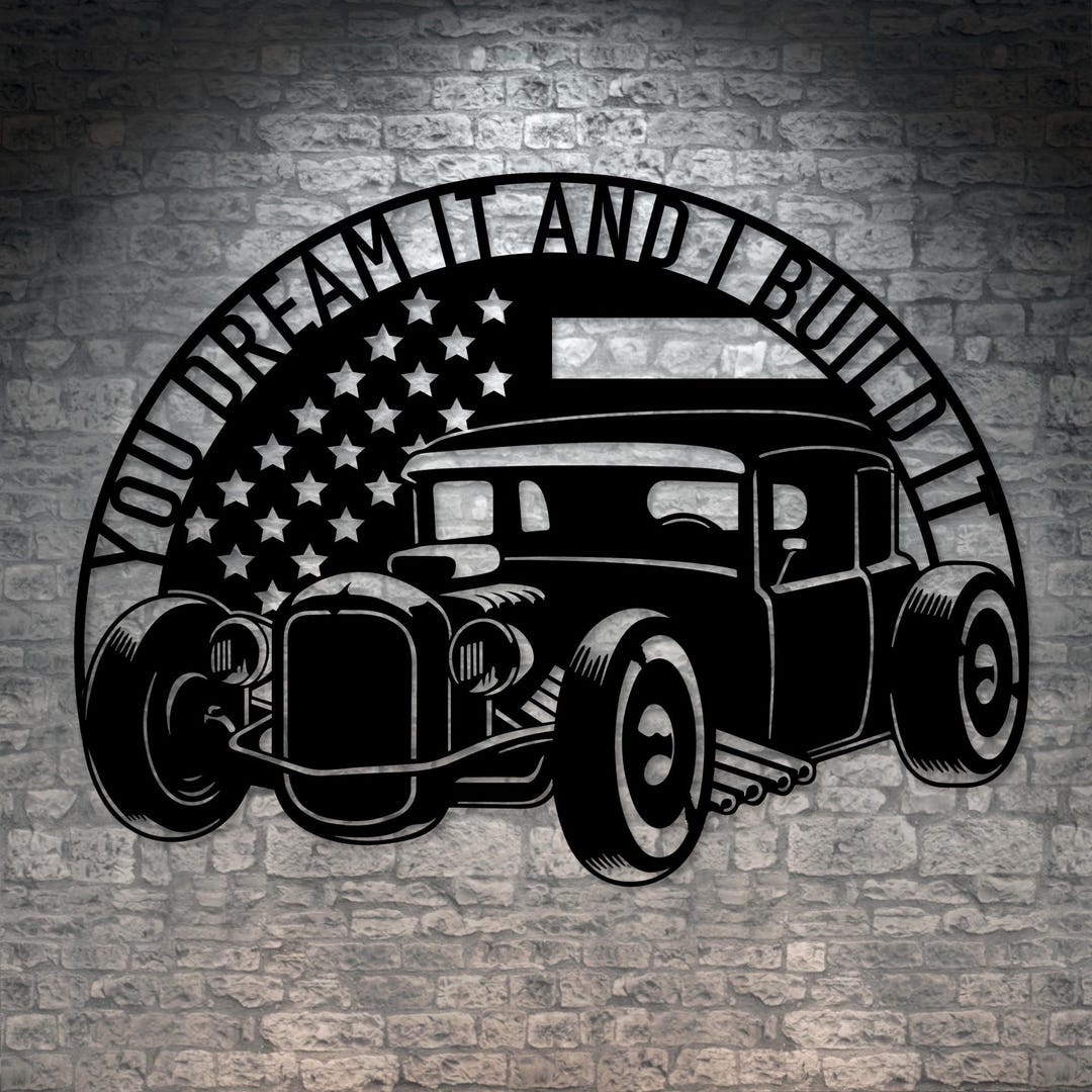 Personalized American Hot Rod Name Metal Sign. US Custom Car Wall Decor ...