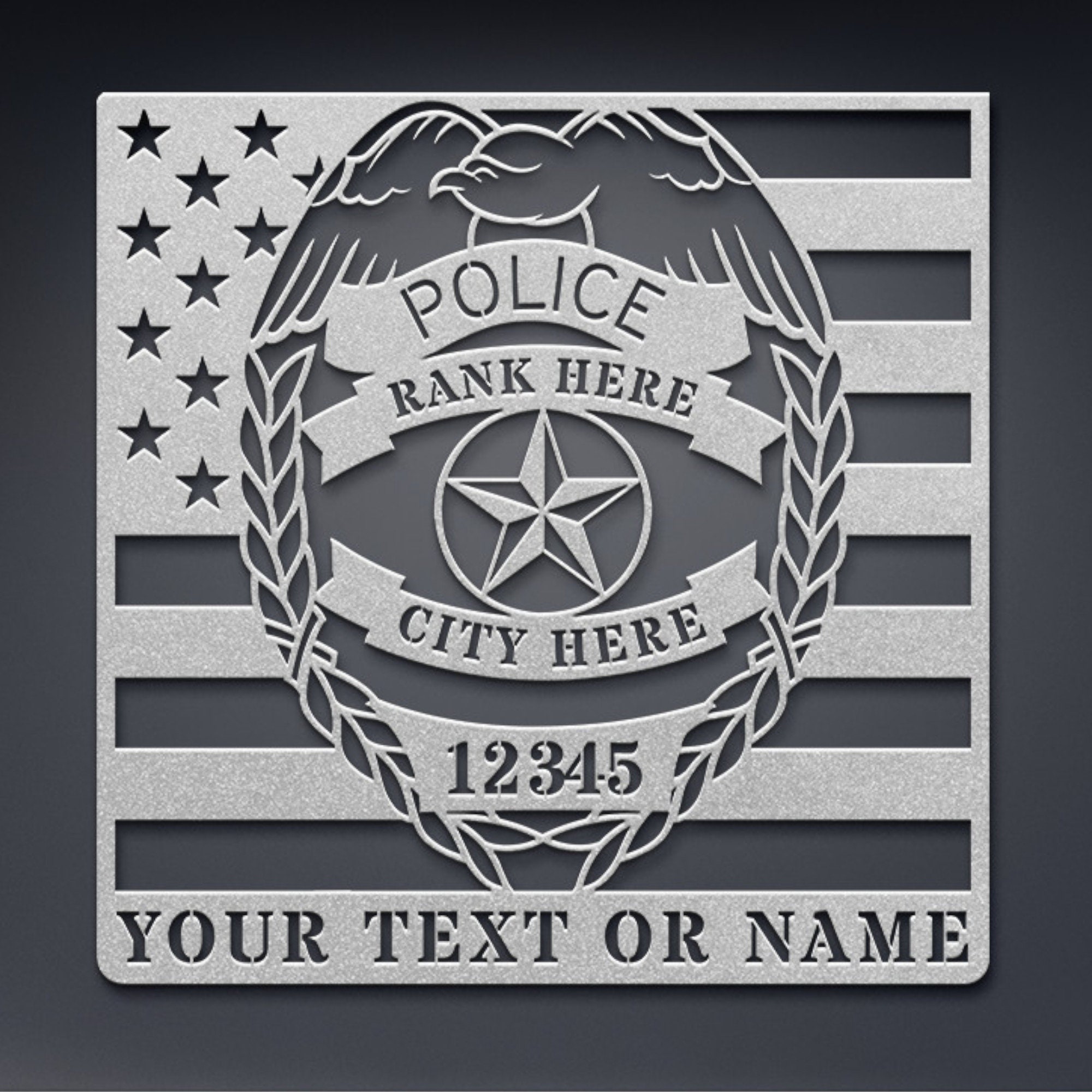 Personalized Police Badge Name Metal Sign Gift. Customizable Police ...