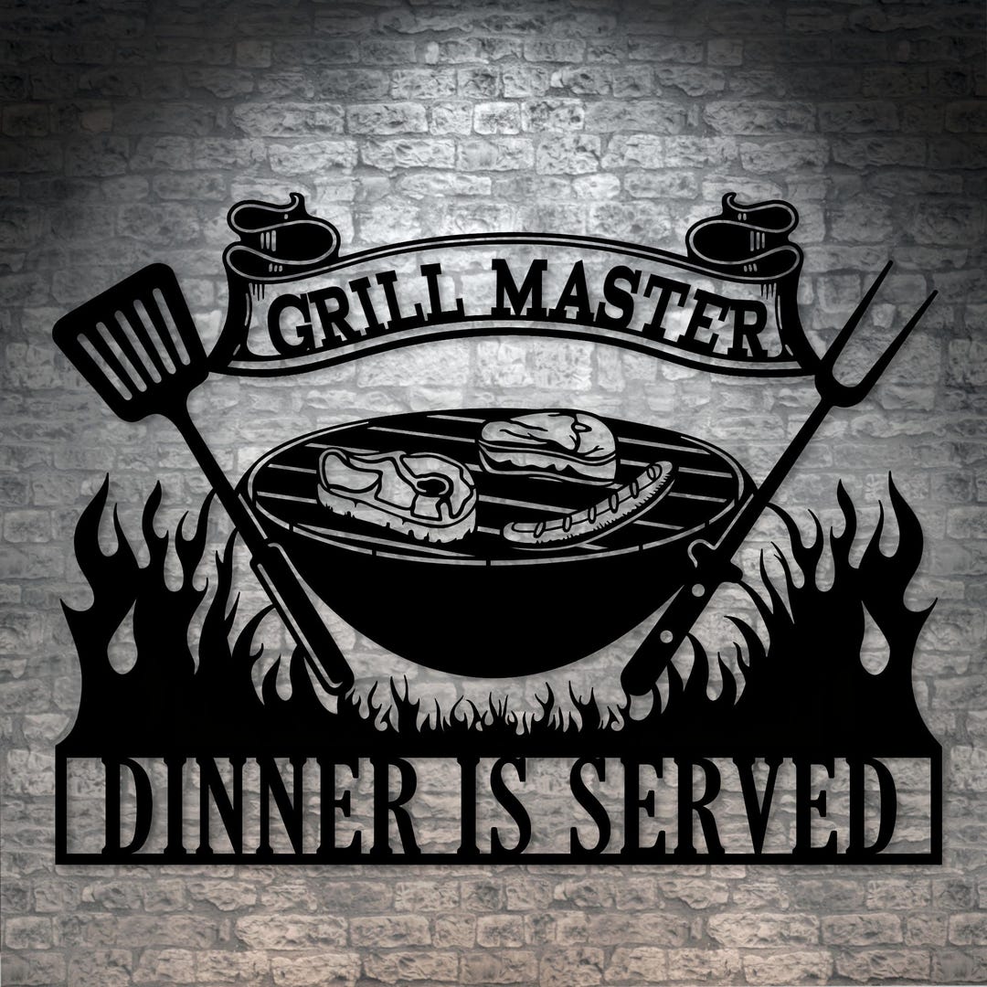 Grill Personalized Name Metal Sign. Custom Grillmaster Steel Sign ...