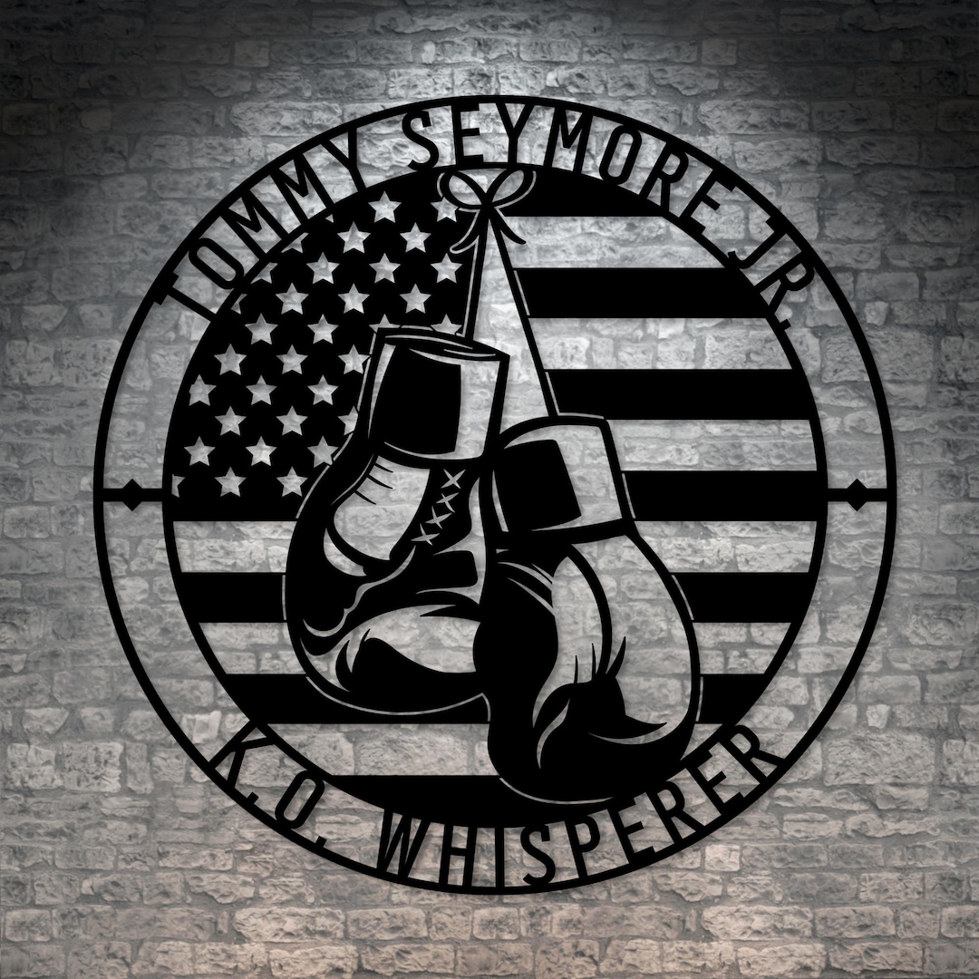 Personalized Boxing Gloves Name Metal Sign. Custom US Boxer Wall Decor ...