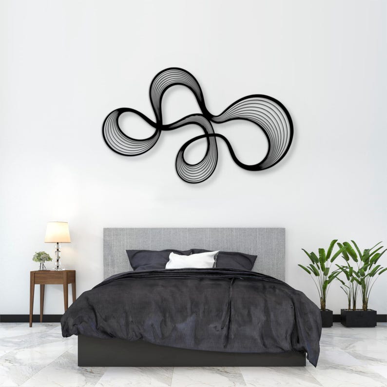Modern Abstract Line Art. Minimalist Flowing Wall Sculpture. Elegant ...