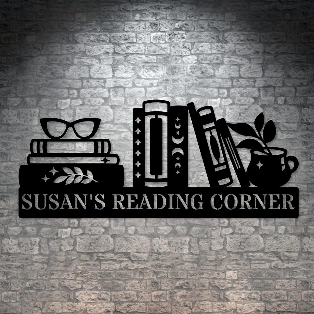 Personalized Bookworm Name Metal Sign. Custom Home Library Wall Decor ...