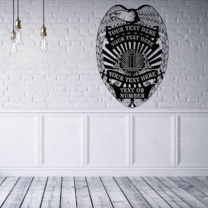 Personalized Police Badge Metal Sign. Custom Police Force Wall Decor ...
