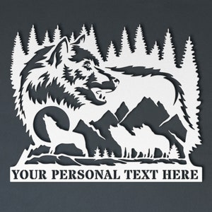 Personalized Howling Wolf Name Metal Sign Gift. Custom Wolf Family Wall ...