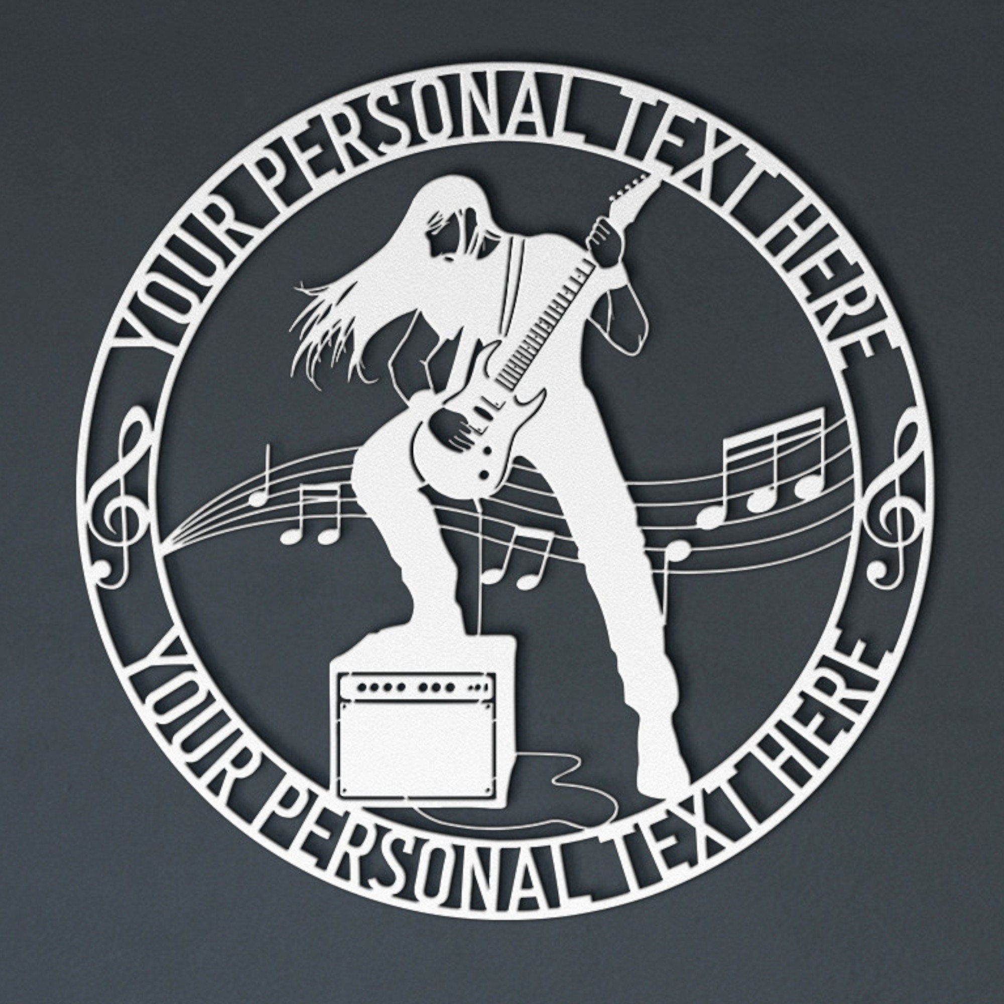 Personalized Rock Guitar Player Name Metal Sign. Custom Guitarist Wall ...