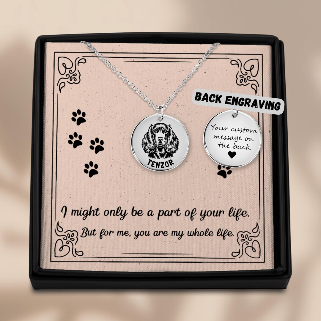 Personalized Cocker Spaniel Engraved Necklace in a Jewelry Gift Box ...