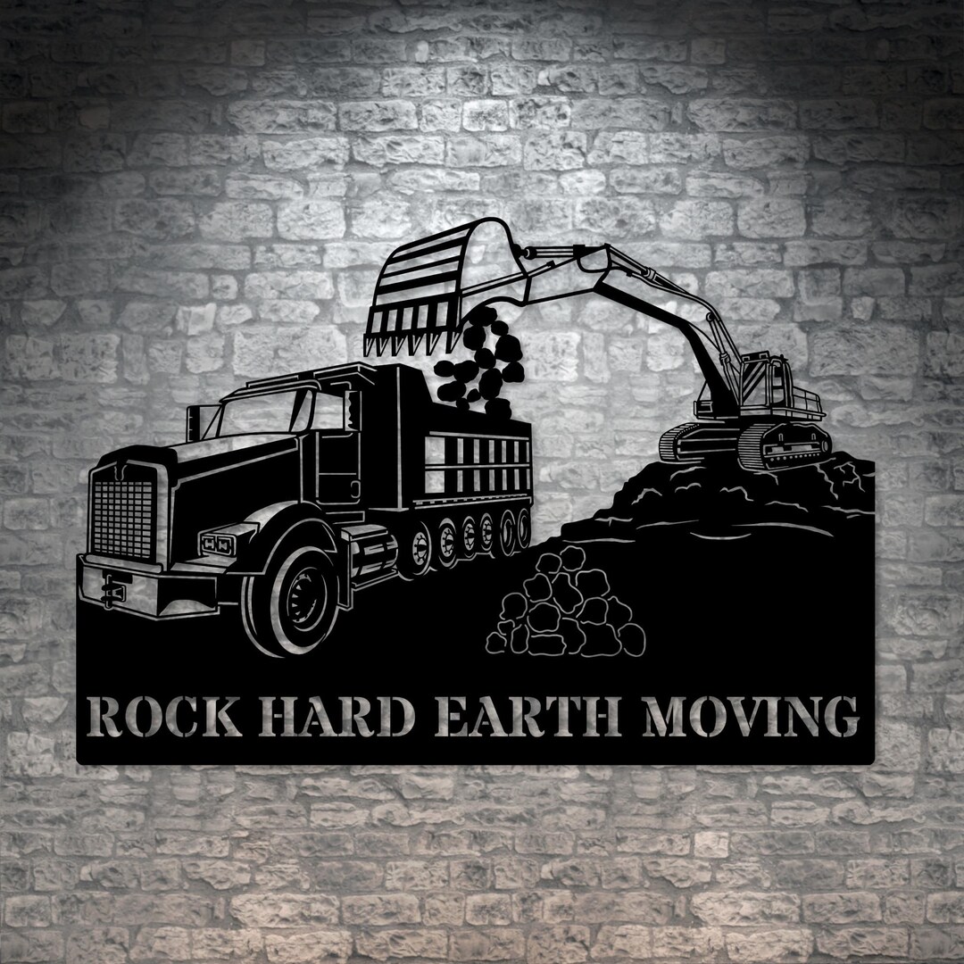 Personalized Excavator Loading Truck Metal Sign Gift. Custom Excavator ...