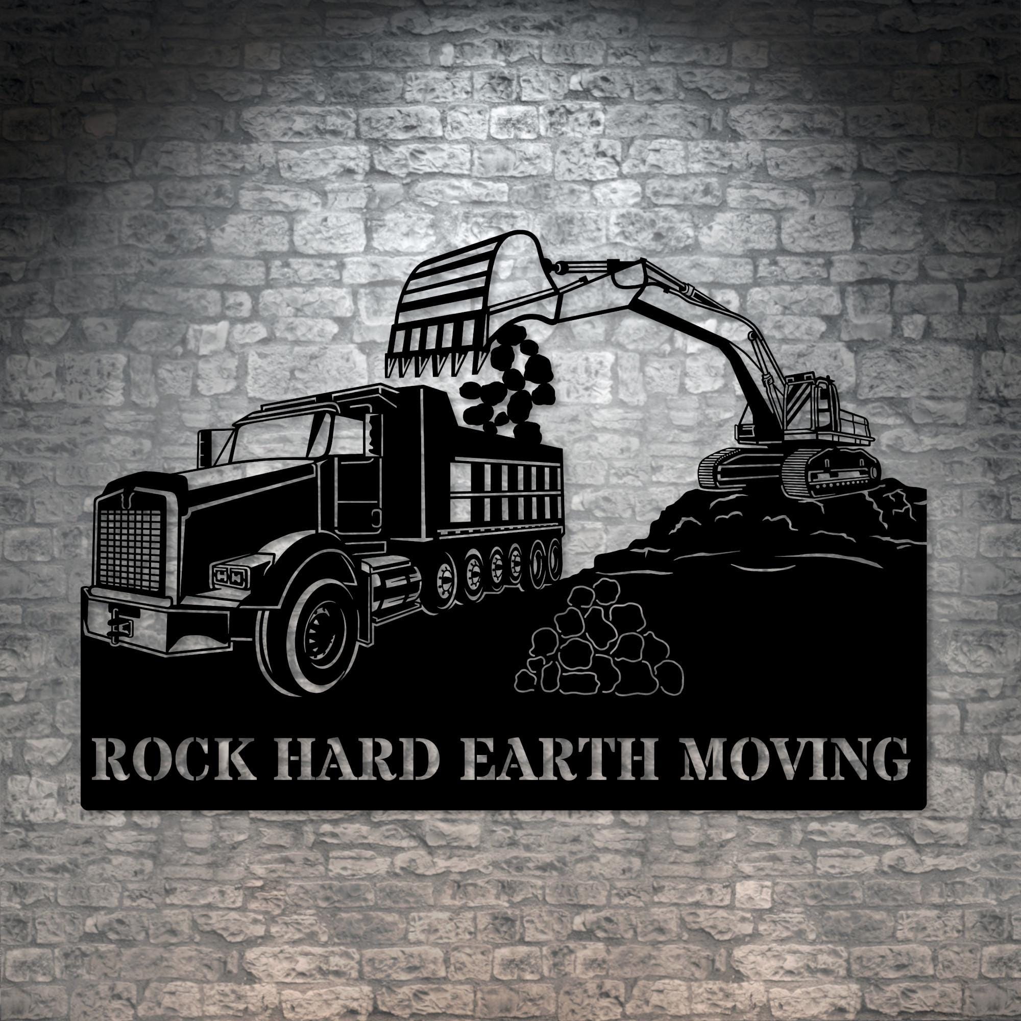 Personalized Excavator Loading Truck Metal Sign Gift. Custom Excavator ...