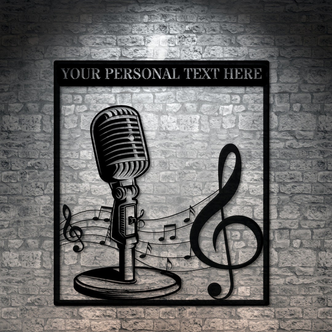 Personalized Vintage Microphone Metal Sign. Custom Microphone Wall ...