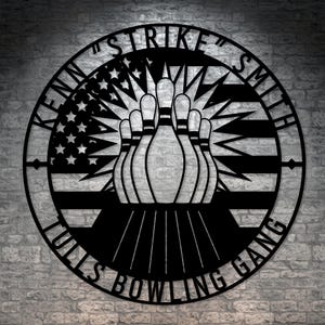 Personalized US Bowling Name Metal Sign. Custom Bowling Sign With ...