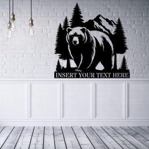 Personalized Bear Name Metal Sign Gift. Custom Wildlife Wall Art Decor ...