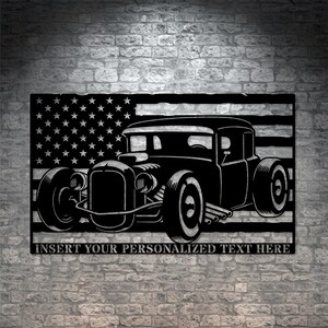 Personalized US Hot Rod Name Metal Sign. American Rat Rod Custom Car ...