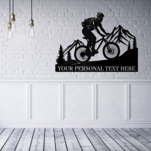 Personalized MTB Rider Name Metal Sign. Custum Trail Bike Wall Decor ...