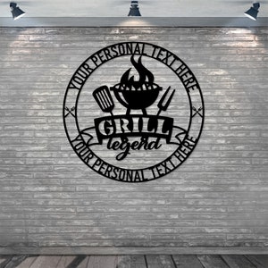 Personalized Grill Legend Name Metal Sign. Custom Grill Wall Decor Gift ...