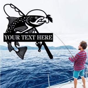 Personalized Fishing Rod Name Metal Sign. Custom Fishing Wall Decor ...