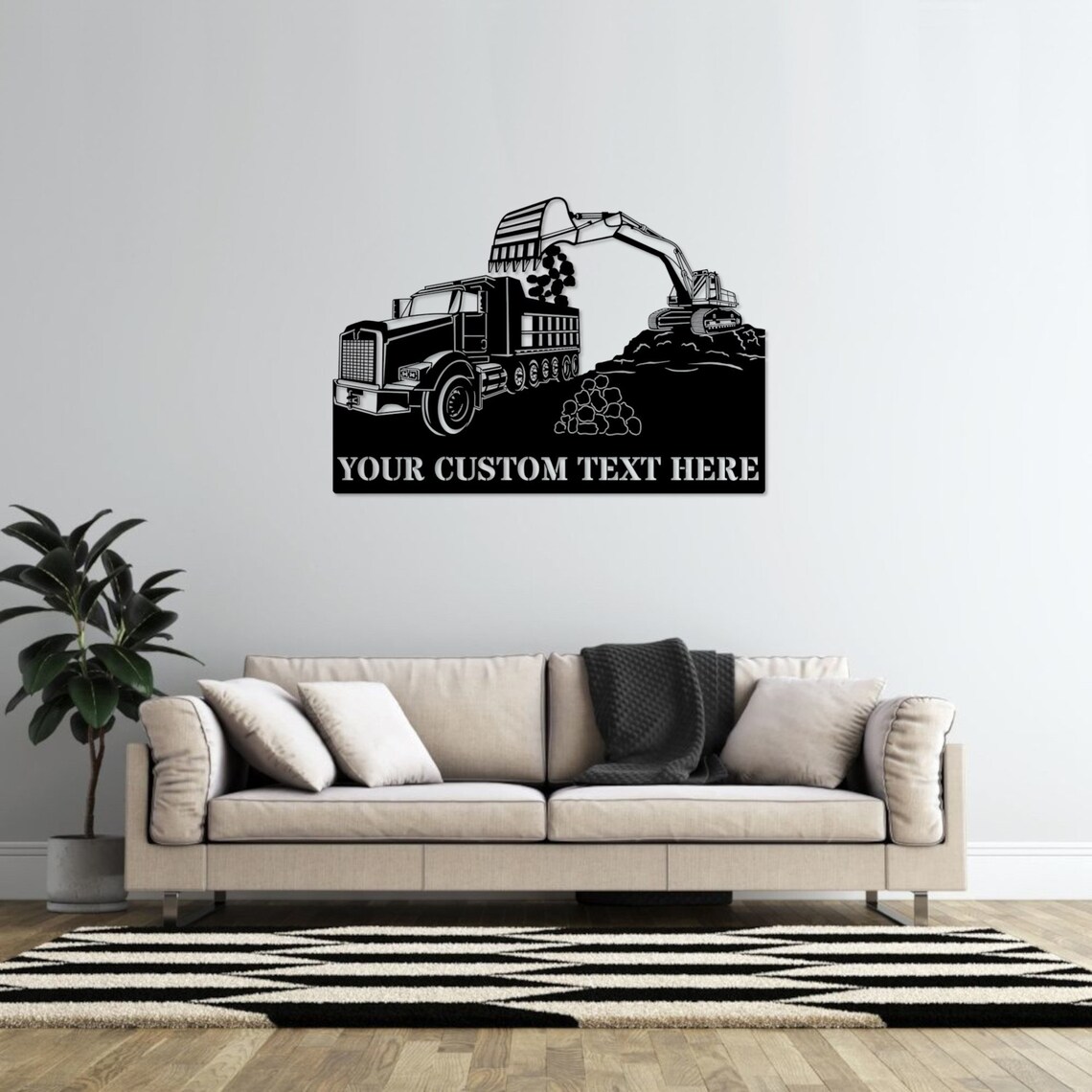 Personalized Excavator Loading Truck Metal Sign Gift. Custom Excavator ...