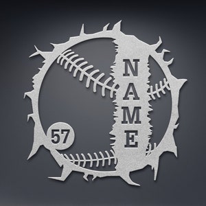 Personalized Baseball Name Metal Sign. Sports Art Design Name Wall ...
